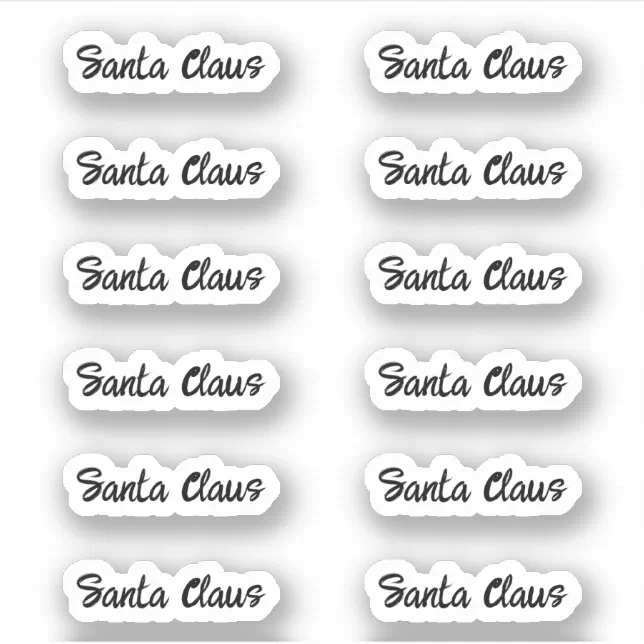 Brush Letter Kiss-Cut Santa Claus Signature Sticker | Zazzle