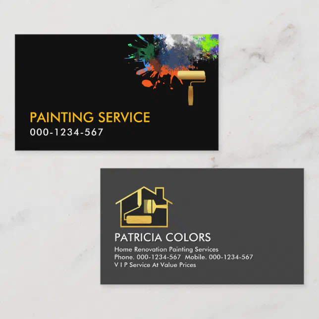 Brush Painting Paint Splatter Business Card | Zazzle