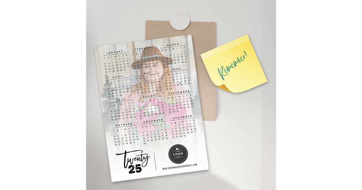 Brush Script 2025 Calendar Photo Magnetic Card | Zazzle
