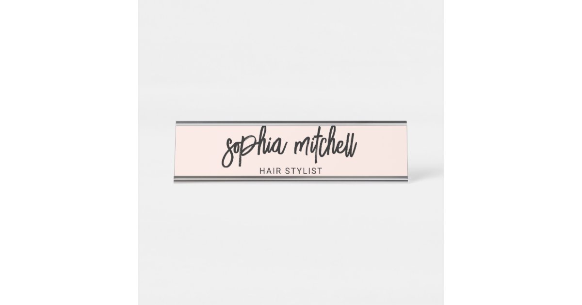Brush Script Girly Blush Pink Desk Name Plate | Zazzle