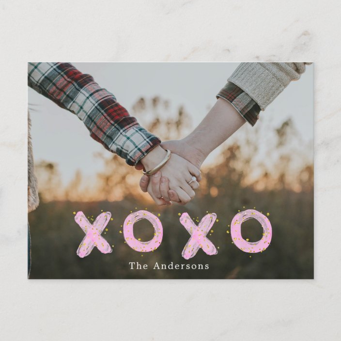 Brush script hugs and kisses Photo Postcard | Zazzle.com