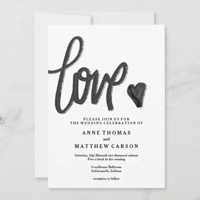 Brush Script Love | Wedding Invitation | Zazzle