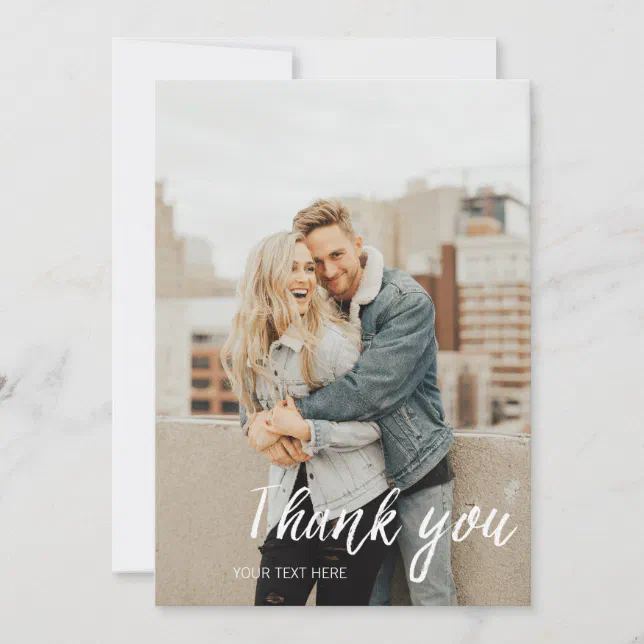 Brush Script Photo Thank You Card | Zazzle