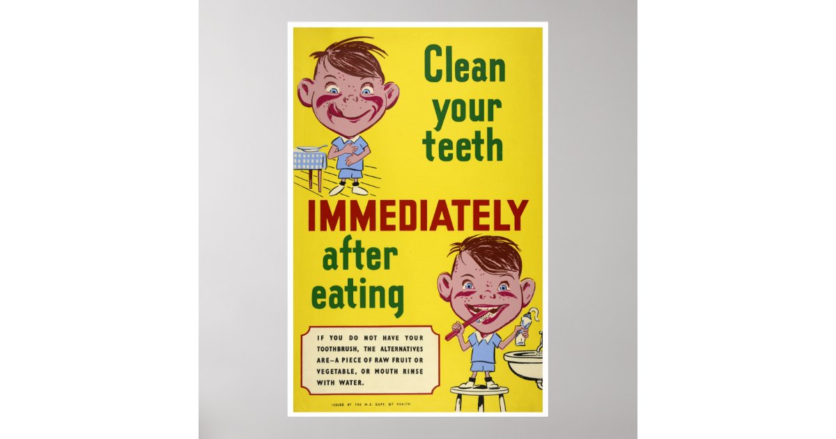 Brush Your Teeth Dental Health Children Poster | Zazzle