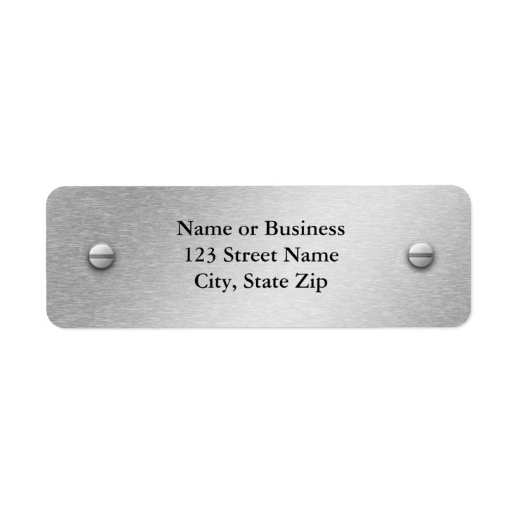 Brushed Aluminum and Screws Return Address Label | Zazzle