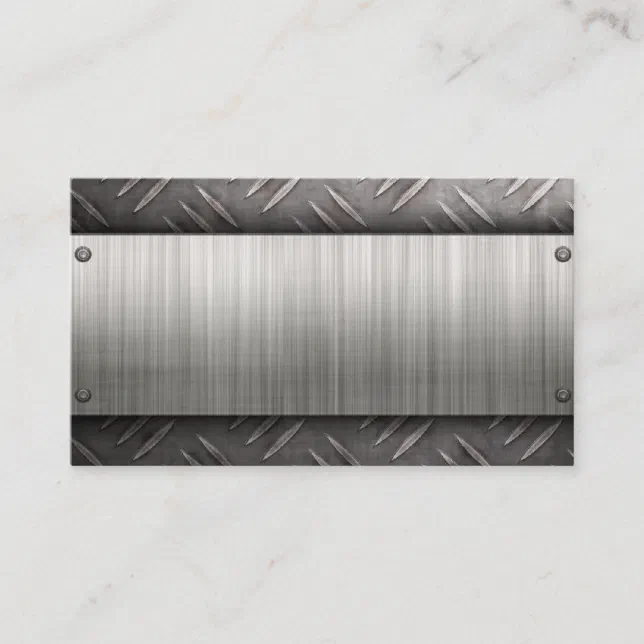 brushed aluminum diamond plate business card | Zazzle