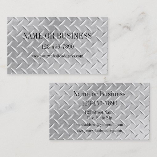Brushed Aluminum Diamond Plate Metal Business Card | Zazzle