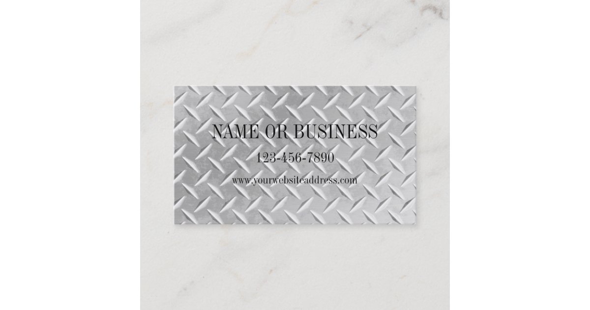 Brushed Aluminum Diamond Plate Metal Business Card | Zazzle