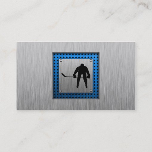 Brushed Aluminum look Hockey Business Card | Zazzle