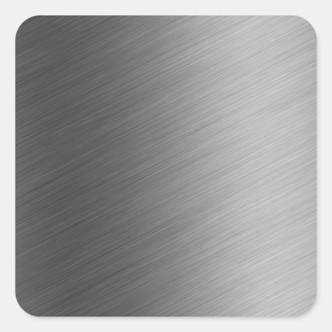 Brushed Aluminum Metal Look Square Sticker | Zazzle
