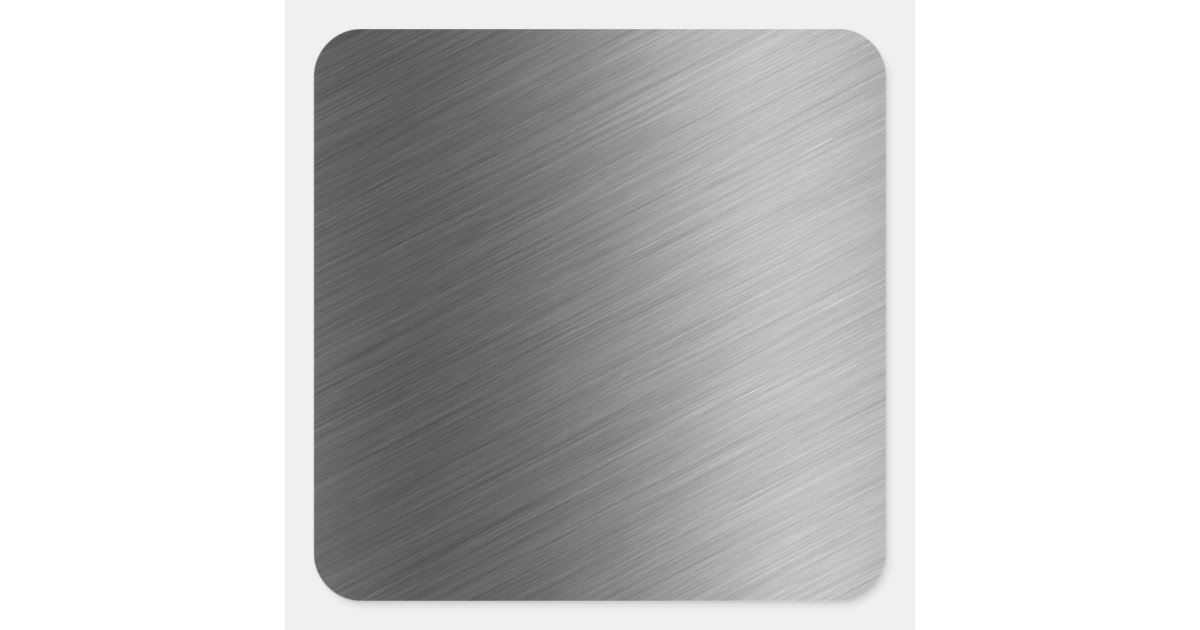 Brushed Aluminum Metal Look Square Sticker | Zazzle