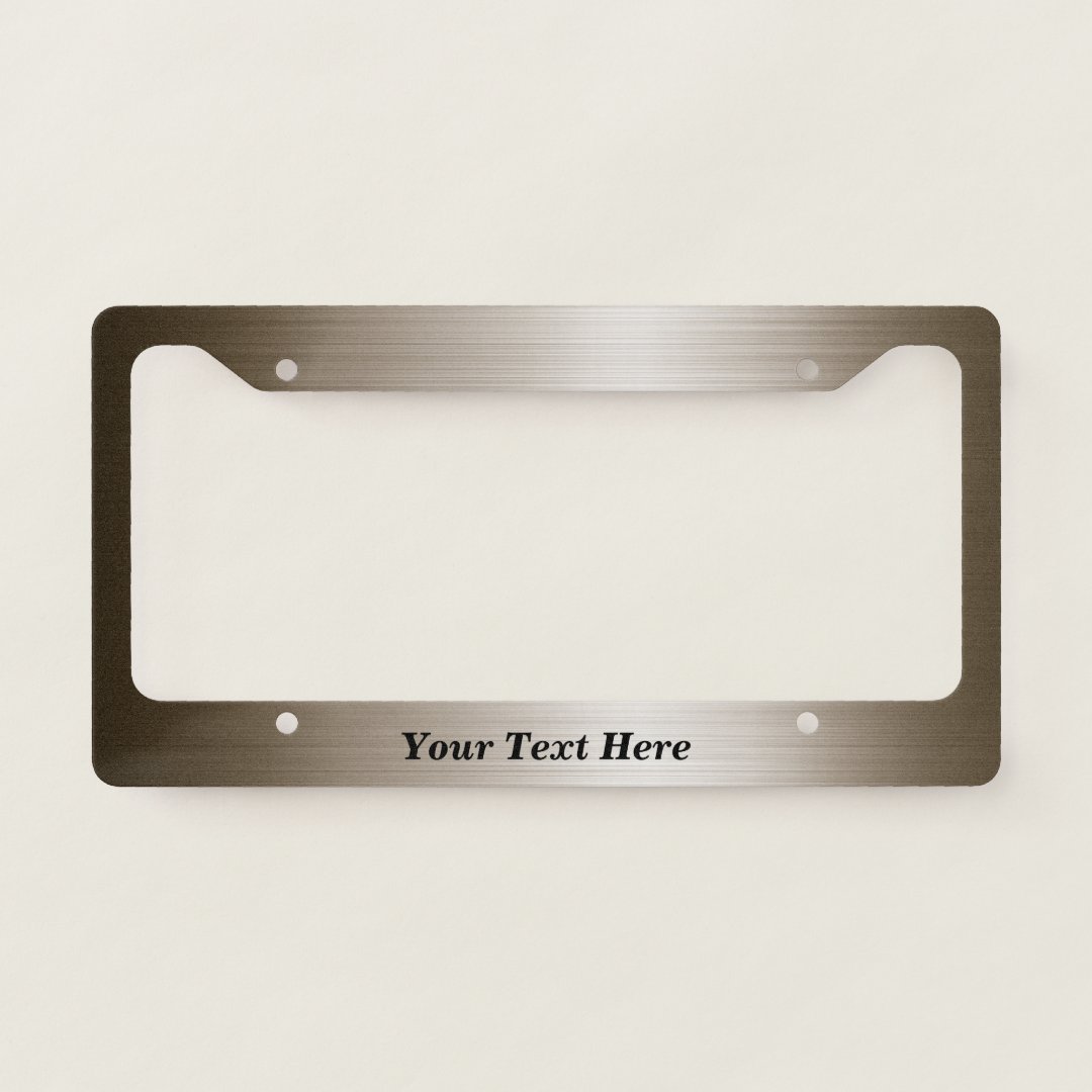 Brushed Bronze metal Look Metallic Custom Text License Plate Frame | Zazzle
