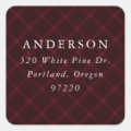 Brushed Burgundy Plaid Return Address Label | Zazzle