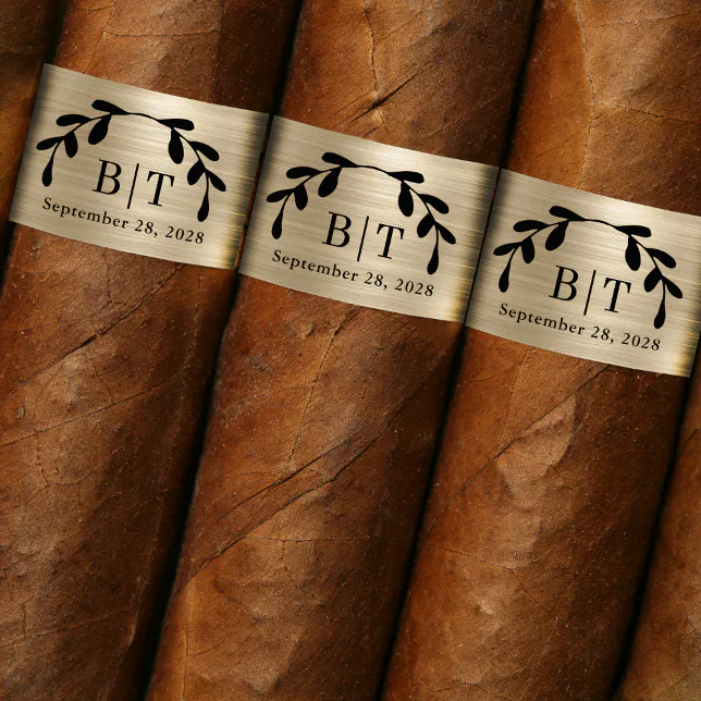 Brushed Champagne Gold Wedding Cigar Band Label | Zazzle