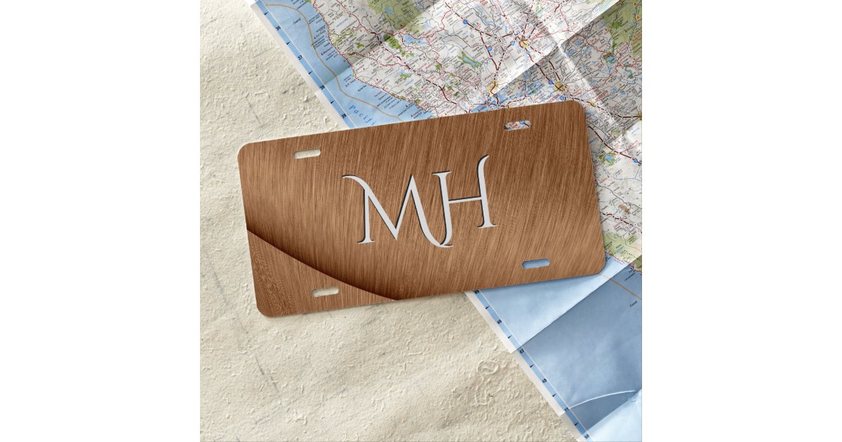 Brushed Copper Monogrammed License Plate | Zazzle