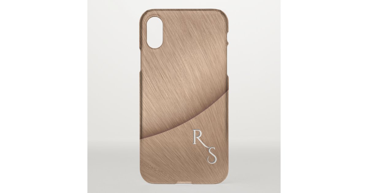 Brushed Copper Monogrammed Uncommon iPhone Case | Zazzle