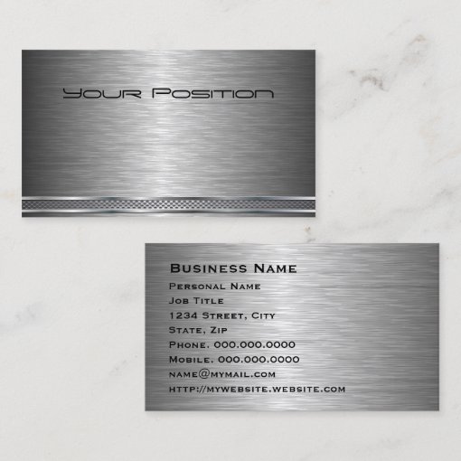 Brushed Dark Silver Corporate Business Card | Zazzle
