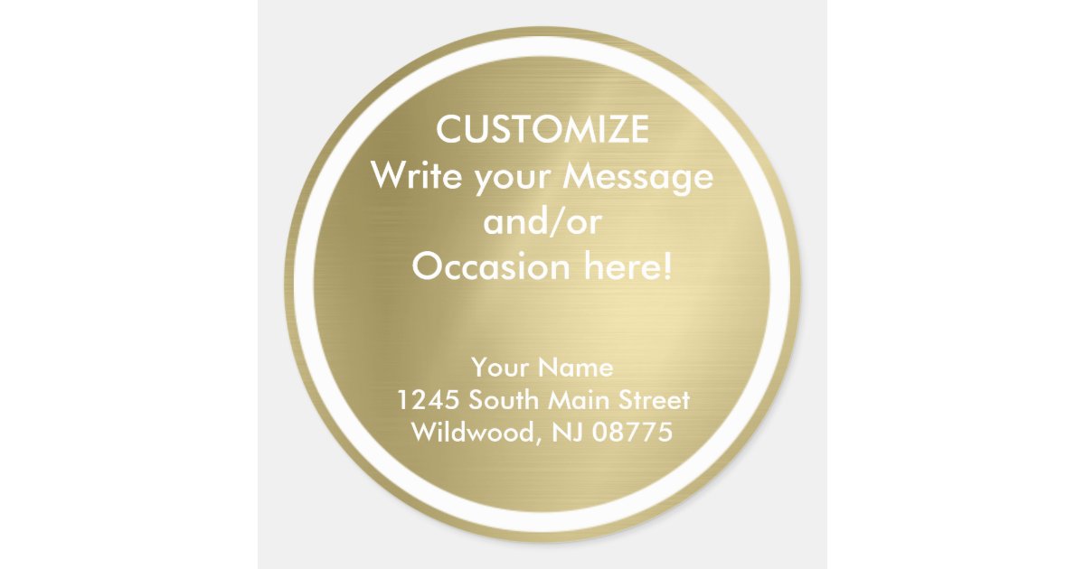 Brushed Deep Gold - Customize/Template Classic Round Sticker | Zazzle
