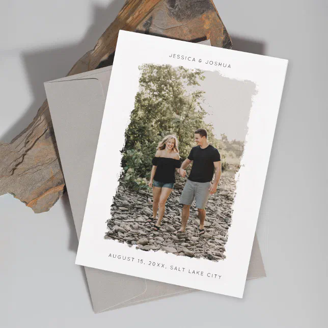 Brushed Frame Photo Save The Date | Zazzle
