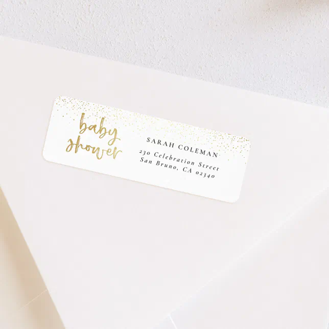 Brushed Gold Baby Shower Return Address Label | Zazzle