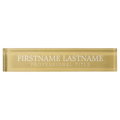 Brushed Gold - Basic Name and Professional Title Desk Name Plate | Zazzle