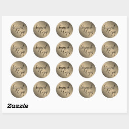 Brushed Gold Signed Copy Writer Author Classic Round Sticker | Zazzle