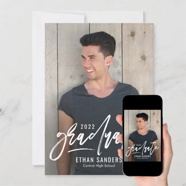 Brushed Mark Editable Color Graduation Invitation | Zazzle