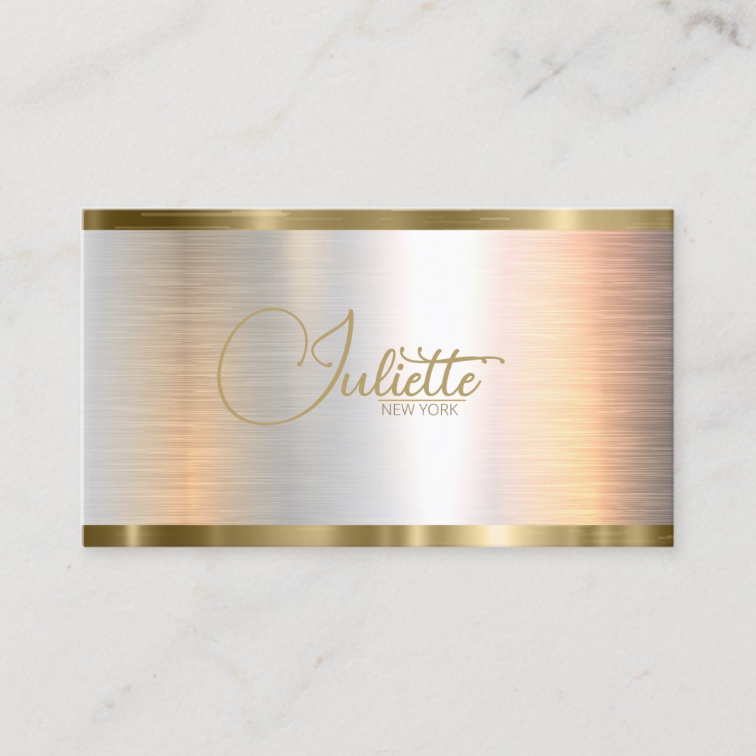 Brushed Metal Gold Banding Calligraphy ID801 Business Card | Zazzle