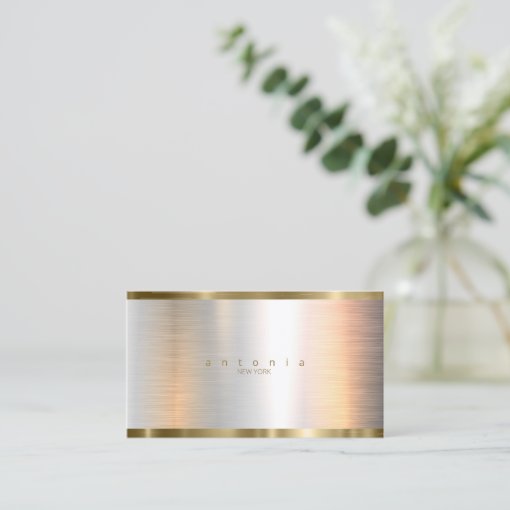 Brushed Metal Gold Banding ID801 Business Card | Zazzle