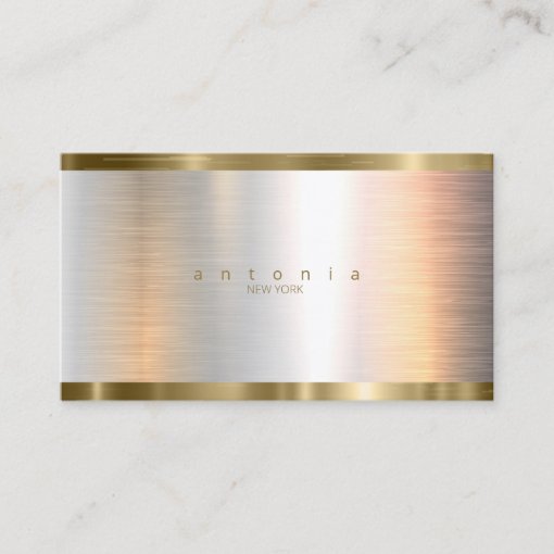 Brushed Metal Gold Banding ID801 Business Card | Zazzle