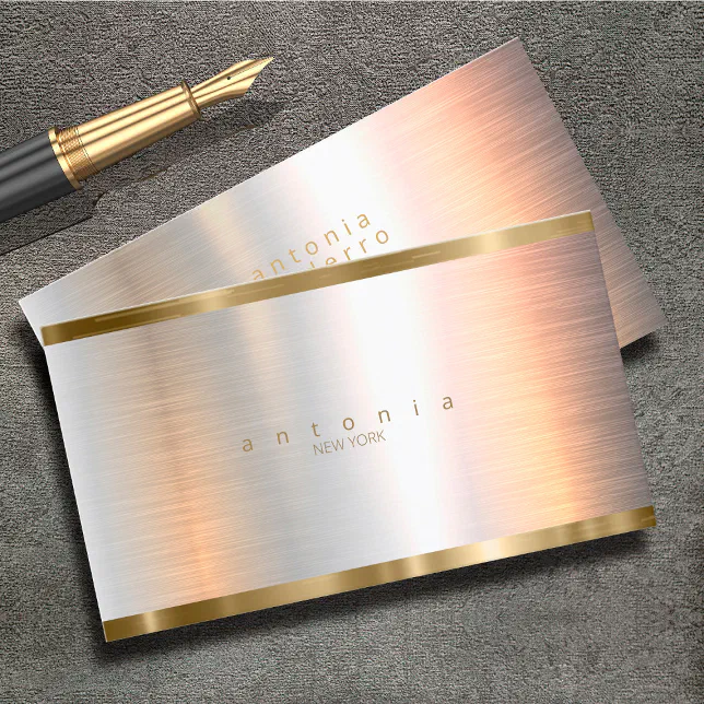 Brushed Metal Gold Banding ID801 Business Card | Zazzle