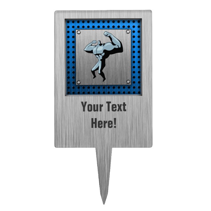 Brushed metal look Bodybuilder Cake Topper | Zazzle
