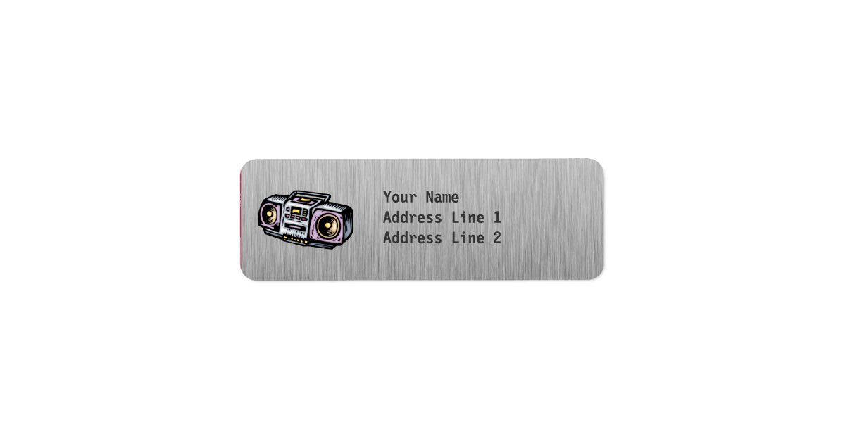 Brushed Metal-look Boombox Label | Zazzle
