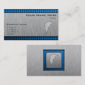 Brushed Metal-look Lightning Bolt Business Card | Zazzle