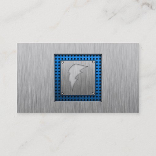 Brushed Metal-look Lightning Bolt Business Card | Zazzle