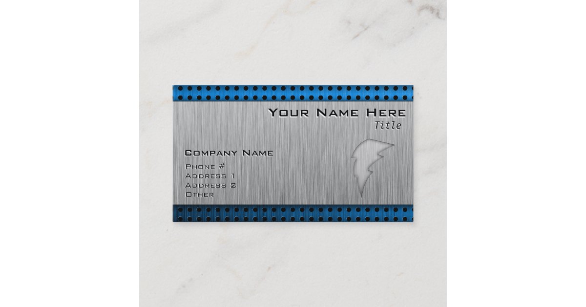 Brushed Metal-look Lightning Bolt Business Card | Zazzle