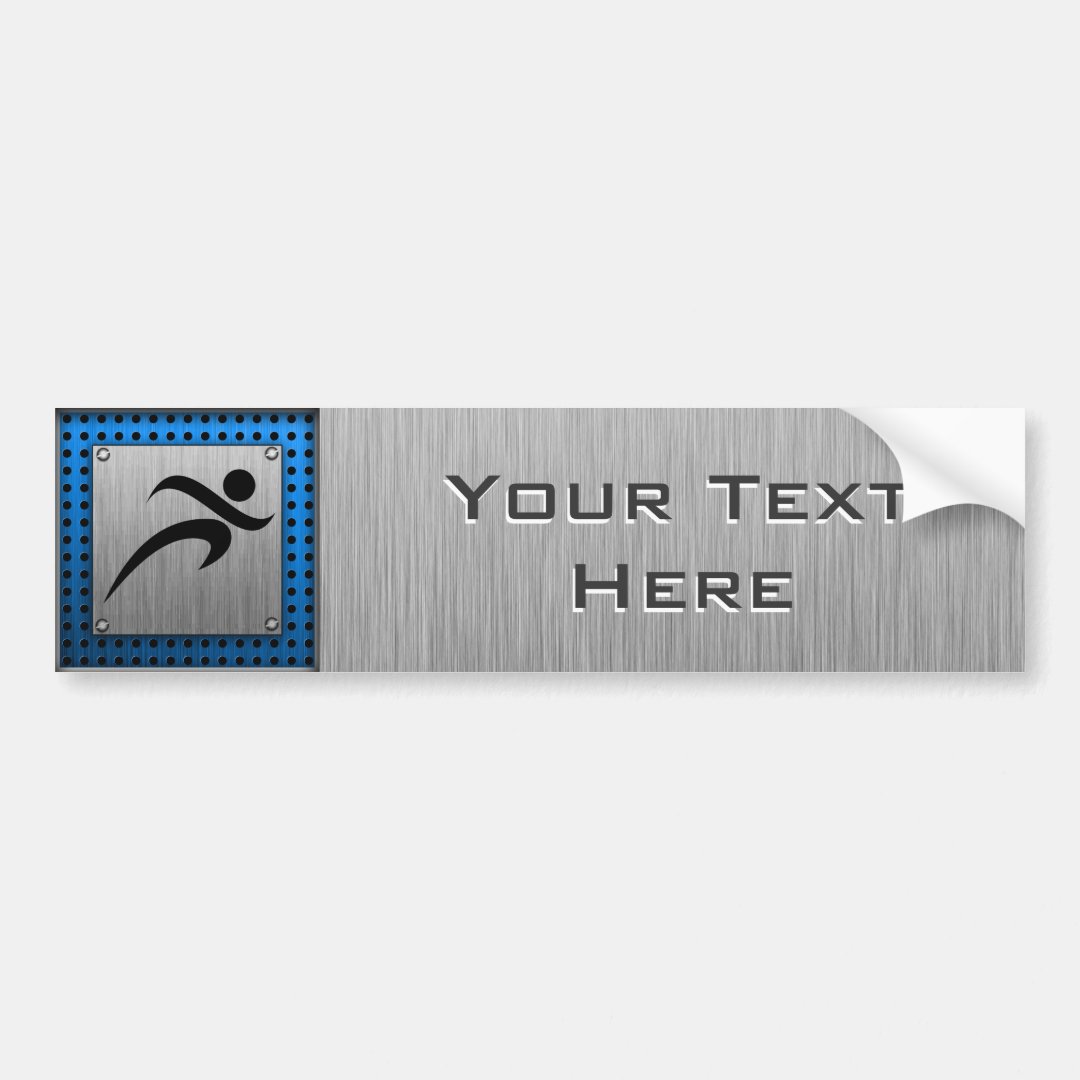 Brushed Metal look Running Bumper Sticker | Zazzle