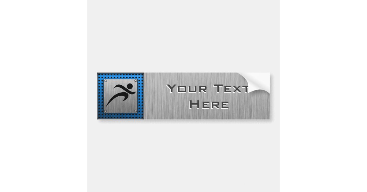 Brushed Metal look Running Bumper Sticker | Zazzle