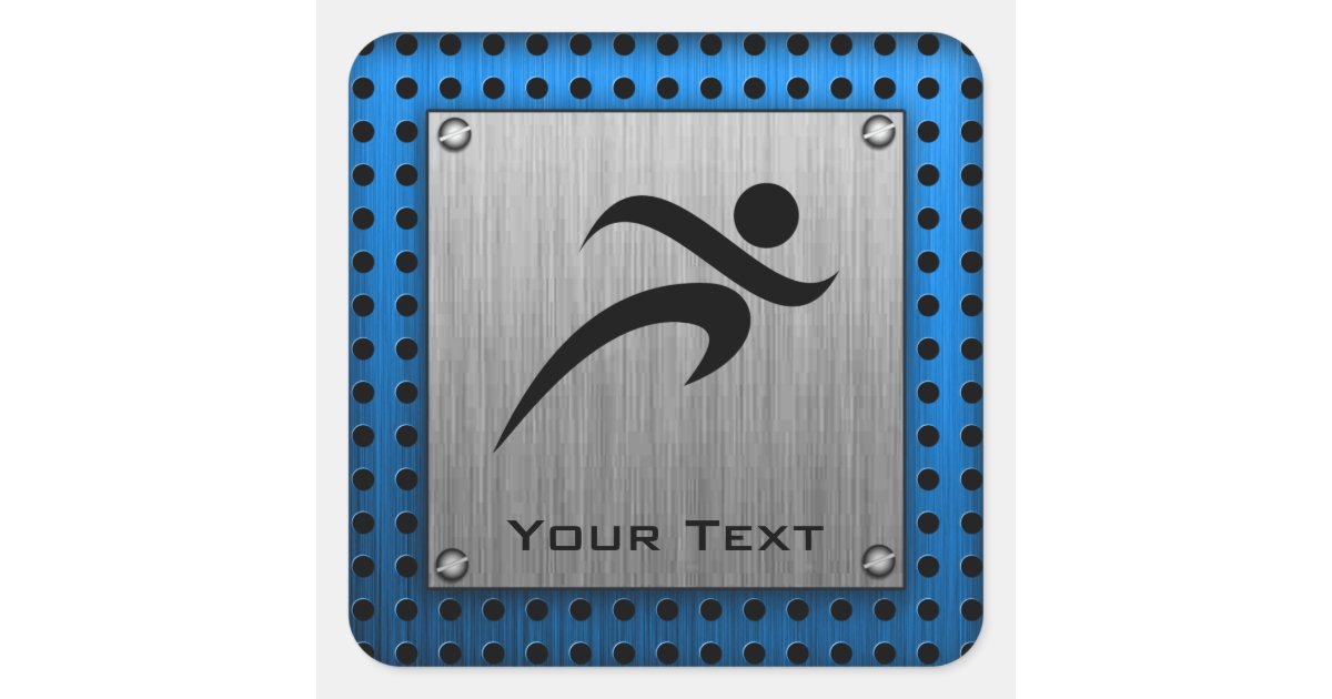 Brushed Metal look Running Square Sticker | Zazzle