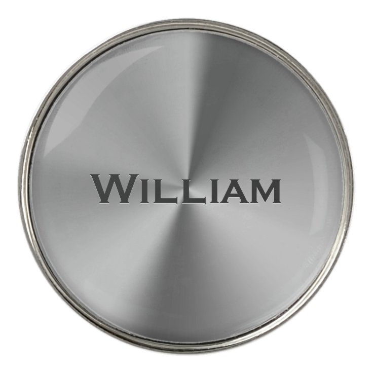 Brushed metal personalized name golf ball marker | Zazzle