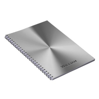 Brushed metal personalized name notebook | Zazzle
