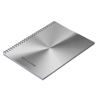 Brushed metal personalized name notebook | Zazzle