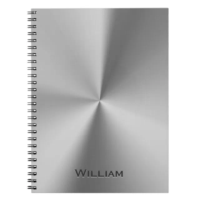 Brushed metal personalized name notebook | Zazzle