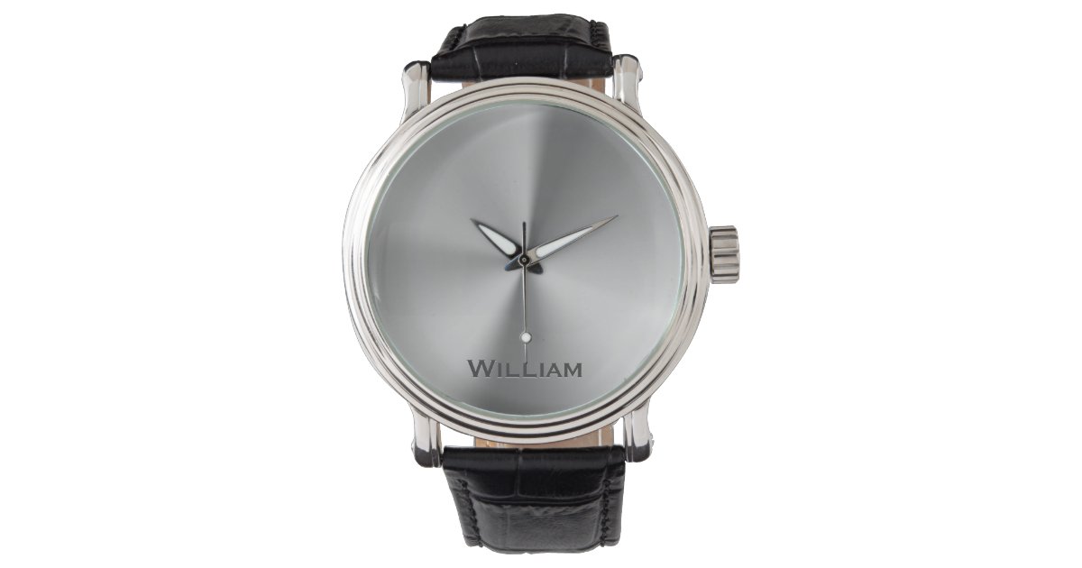 Brushed metal personalized name watch | Zazzle