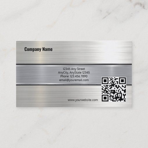 Brushed Metal | QR Business Business Card | Zazzle