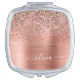Brushed Metal Rose Gold Pink Glitter Monogram Compact Mirror | Zazzle