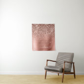 Brushed Metal Rose Gold Pink Glitter Monogram Tapestry | Zazzle