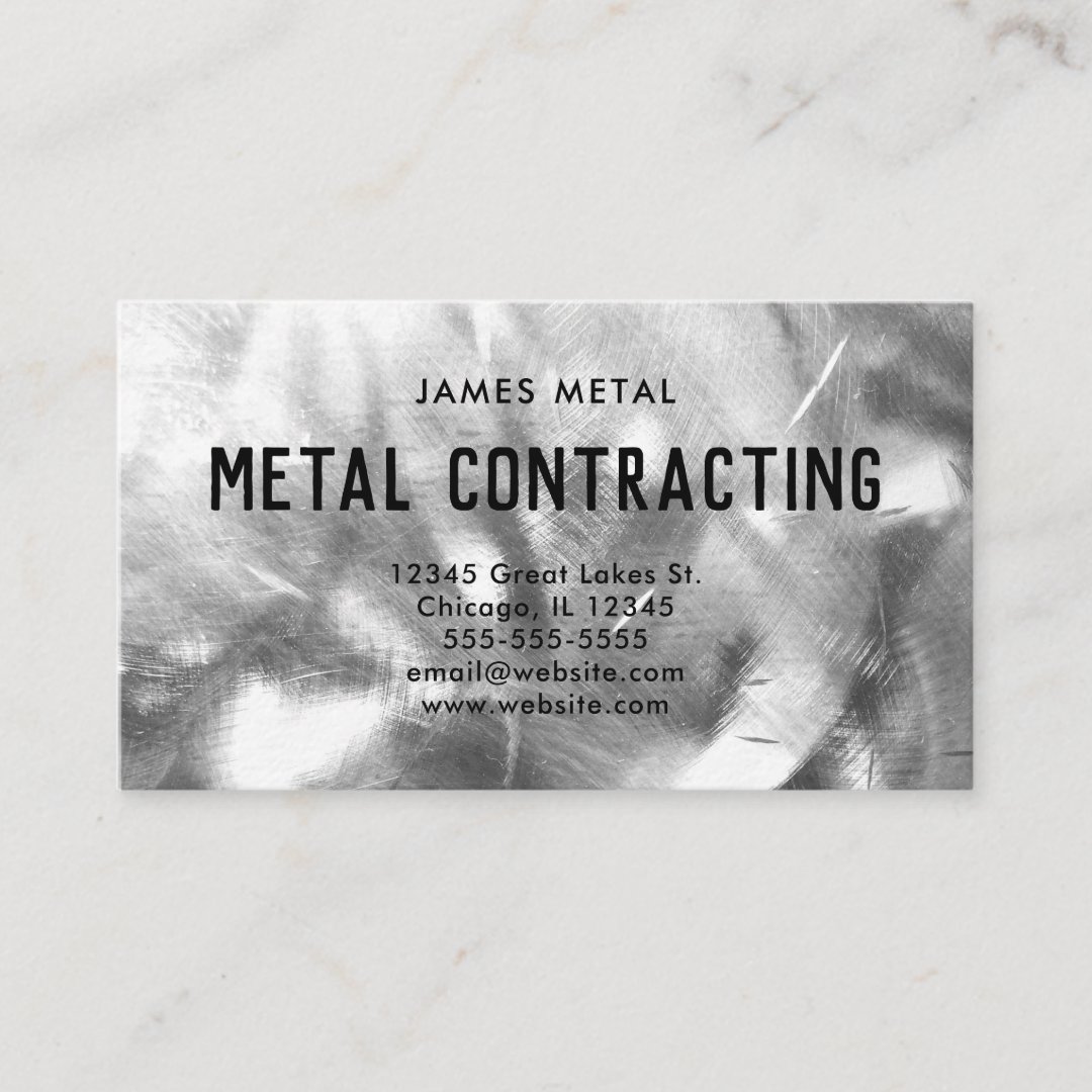 Brushed Metal Texture Photo Business Card | Zazzle