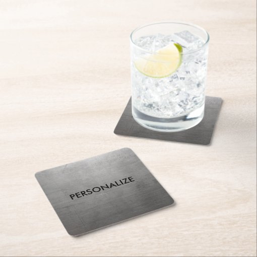 Brushed Metal Texture Square Paper Coaster | Zazzle