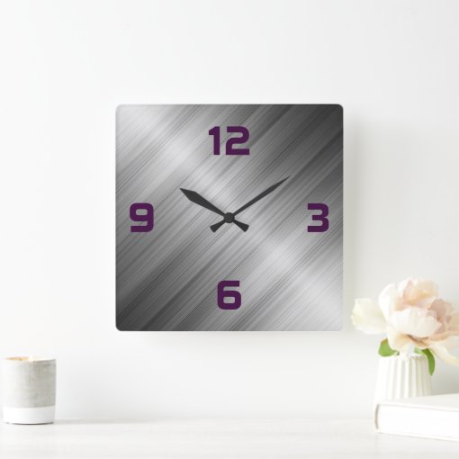 Brushed Metal Texture Square Wall Clock | Zazzle